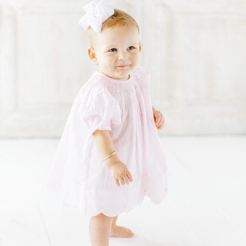 Scallop Bishop Dress With Panty Pink – Bead Shack Kids Boutique