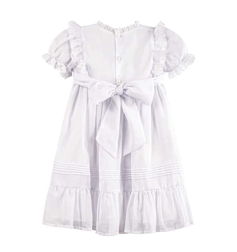 White Voile & Lace Tea Length Wedding Dress – Bead Shack Kids Boutique