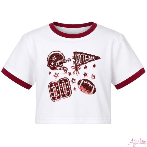 Sequin Football Elements Boxy Tee Maroon – Bead Shack Kids Boutique